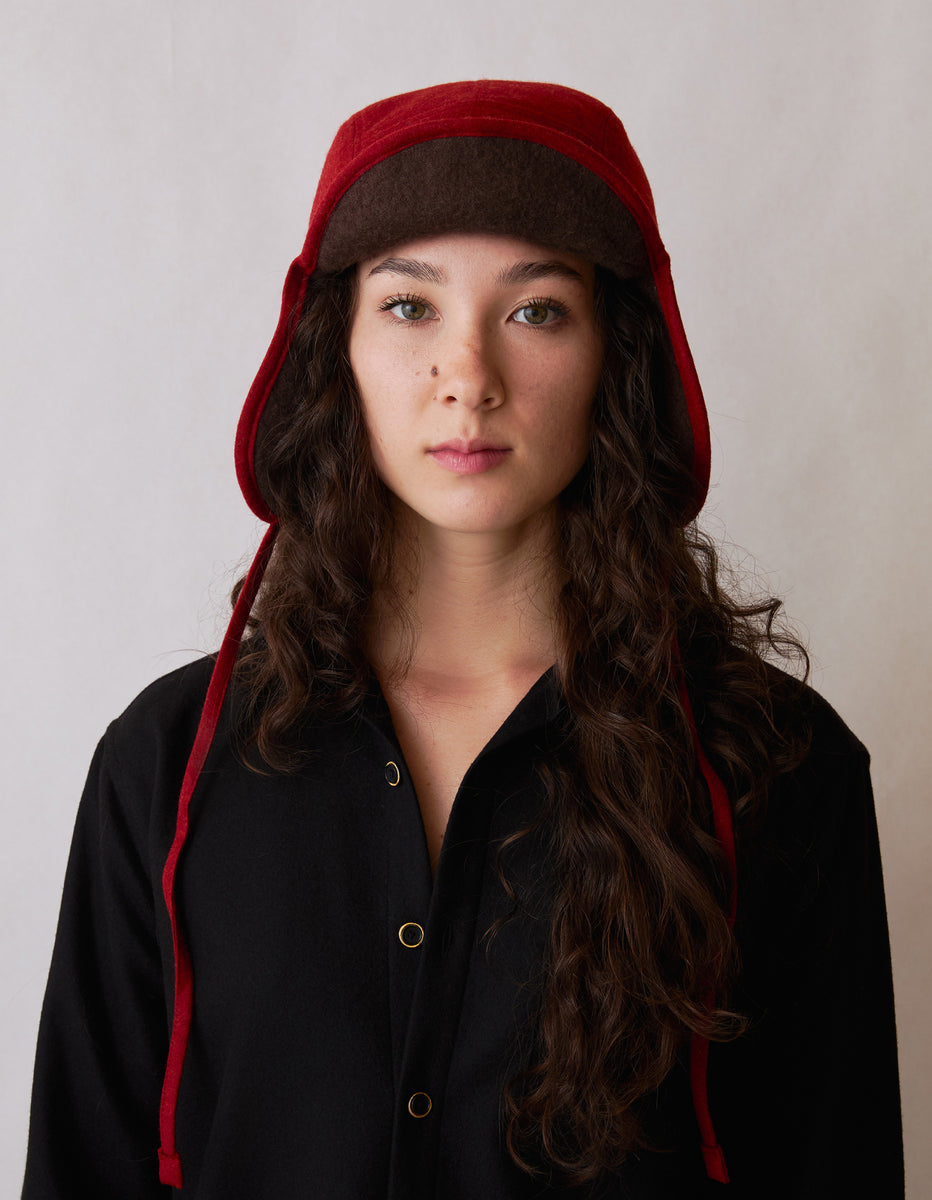 The Trapper Hat (Period Red Merino Wool) – NAOMI NOMI